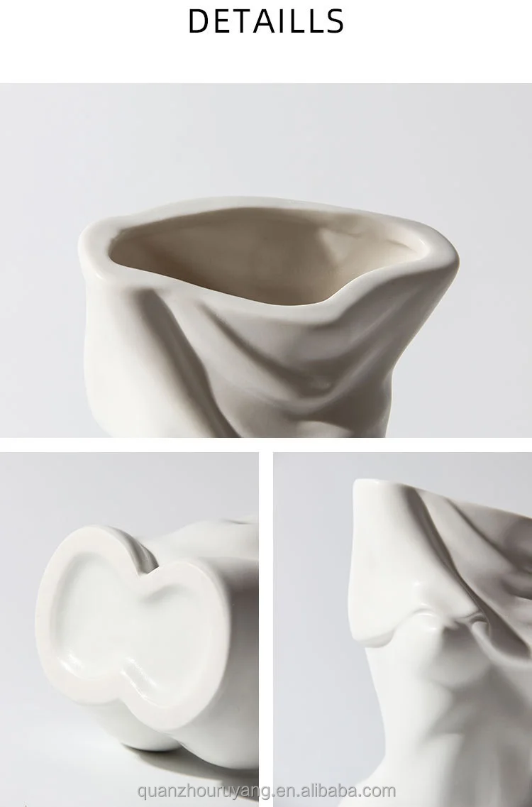 White Human Body Ceramic Flower Vase - Modern & Eco-friendly