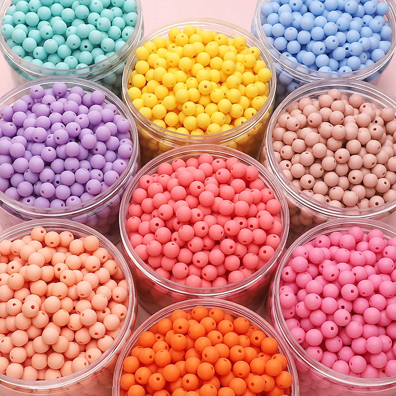 100pcs 8mm 10mm Plastic Bubble Beads Charms Acrylic Frosted Round Ball ...