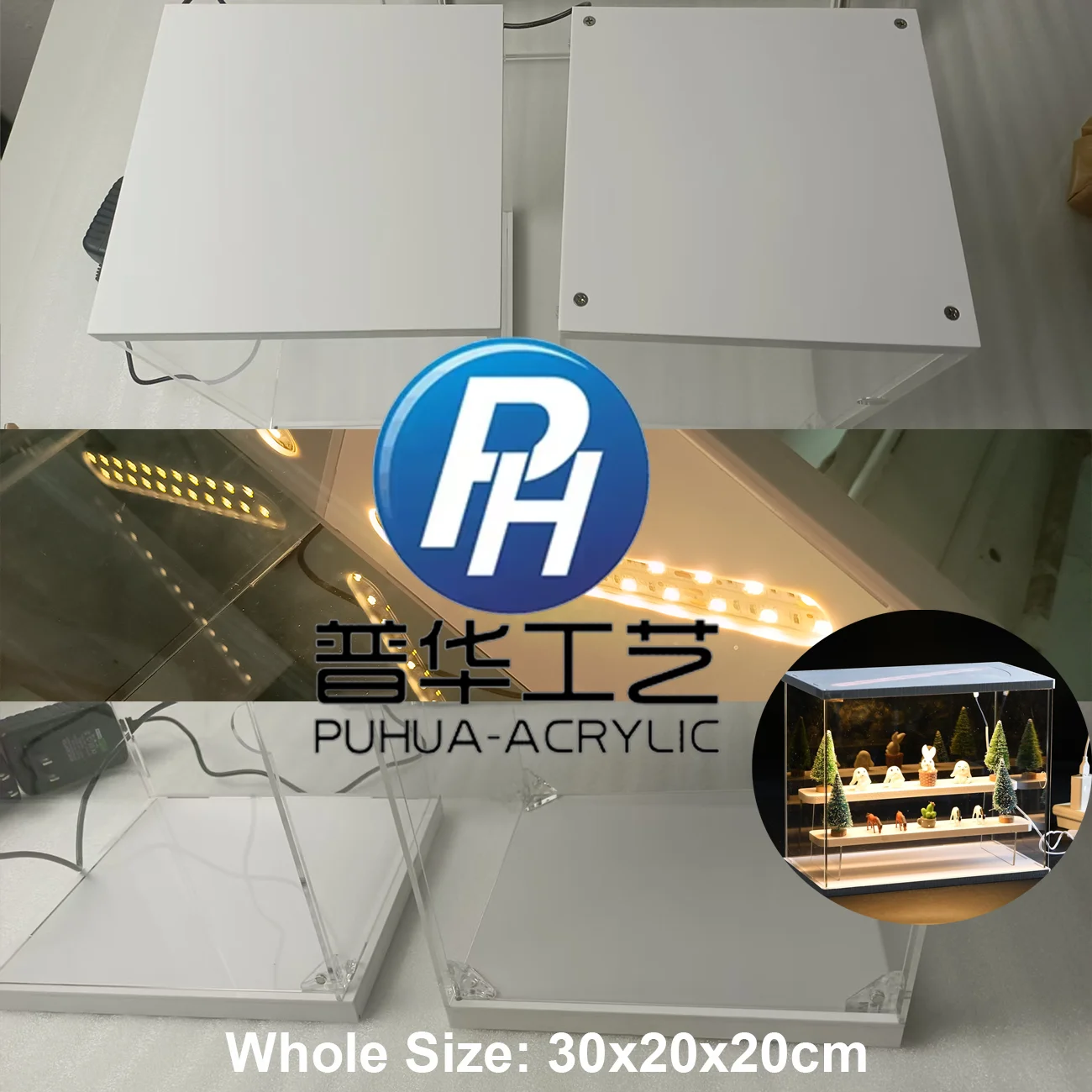 Stackable Clear Acrylic Display Case with LED Lighting for Figures Toy ...