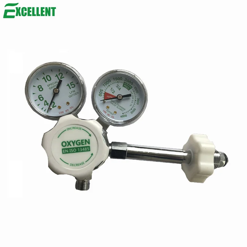 Brass Medical Oxygen Regulator - Double Gauge Precision