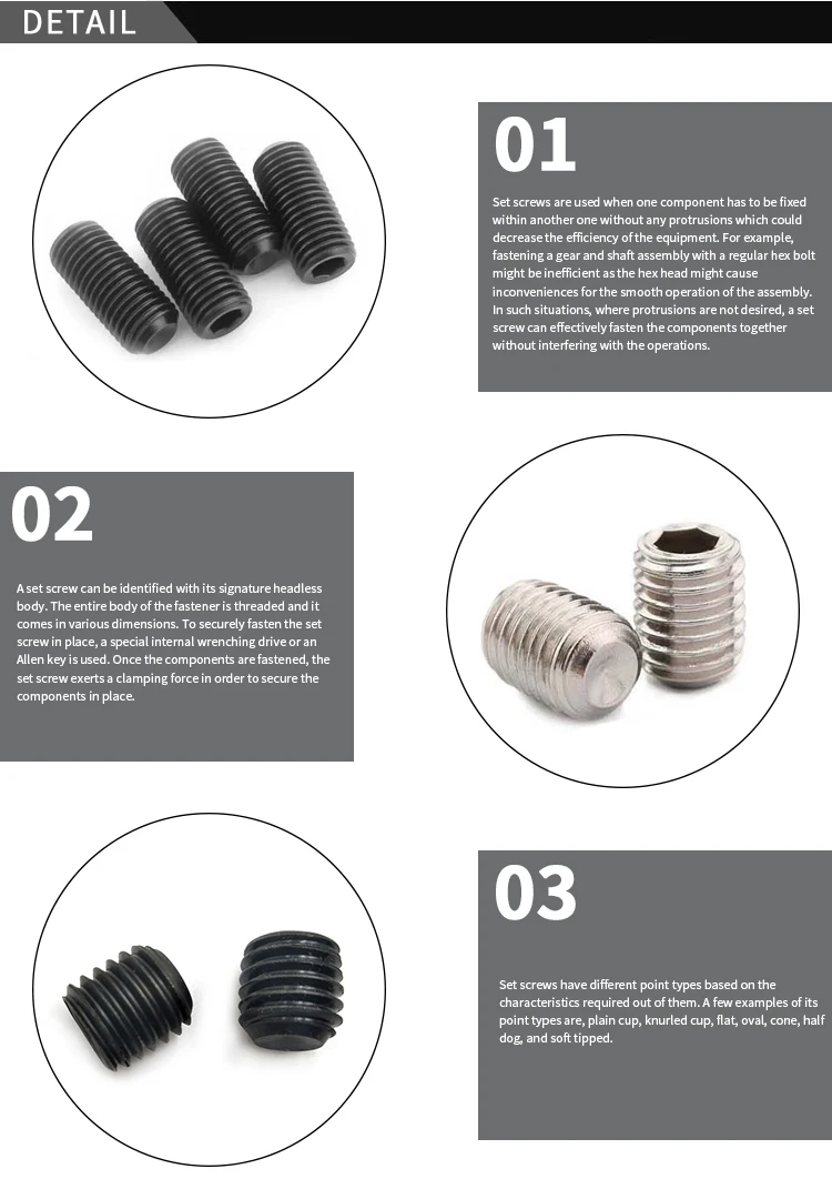 Socket Set Screws DIN913 M2-M24 - Metric Thread Grub Screws
