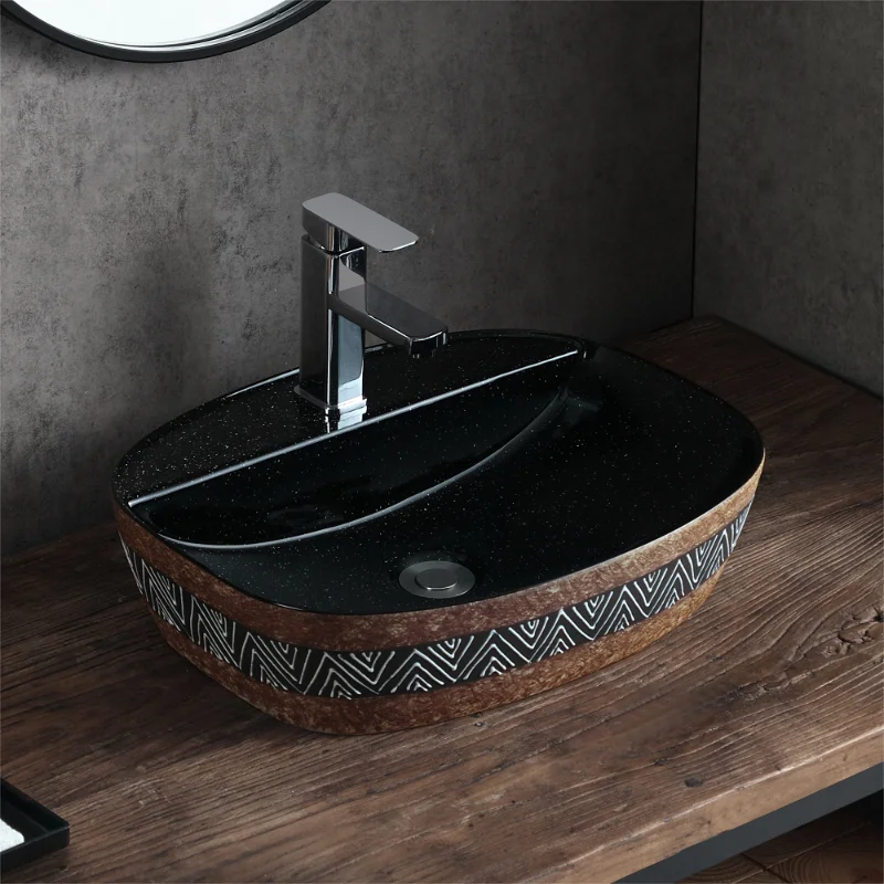 Modern Stone Art Basin Rectangular Bathroom Wash Basin Sink Oval ...