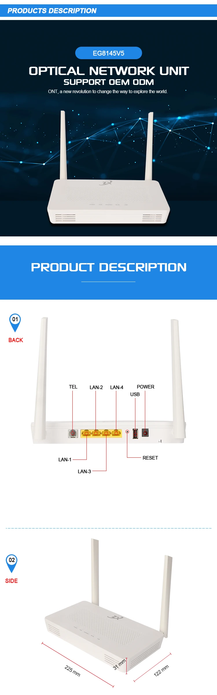 Dual Band Gpon Ont - Reliable Fiber Optic Network Router