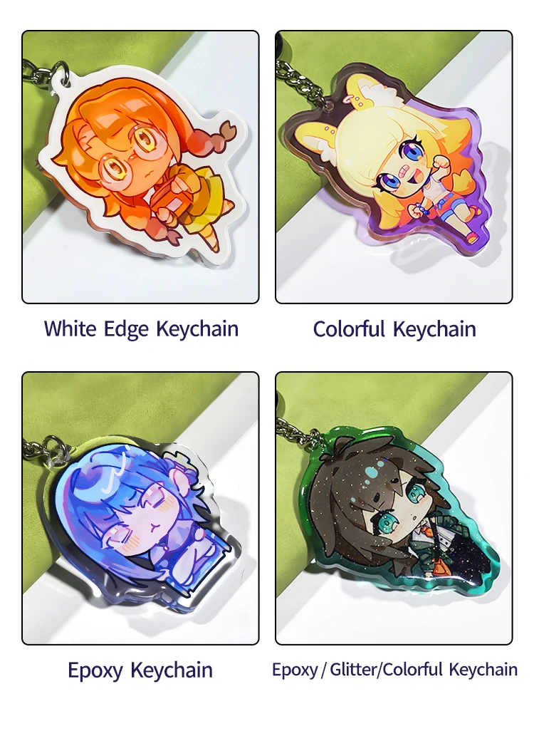 Custom Anime Acrylic Glitter Epoxy Keychain Charms - Perfect for ...