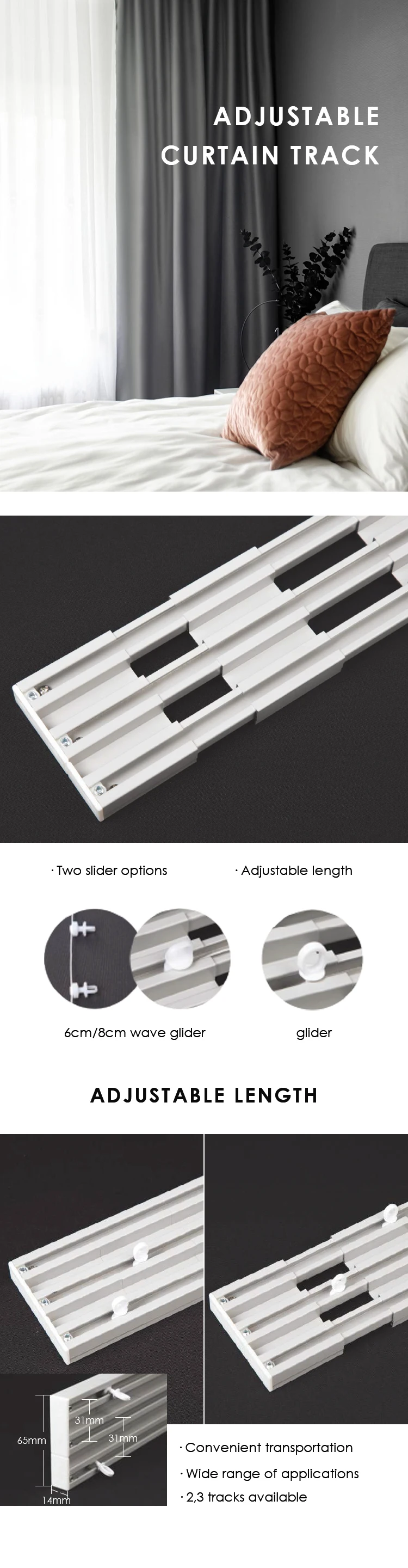 High Quality Adjustable Aluminum Extendable Curtain Track Three ...