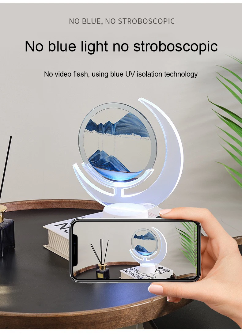 Acrylic Moon Quicksand Painting Night Light Ornaments Dynamic 3d ...