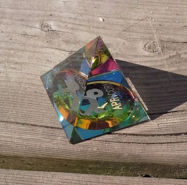 Zodiac Horoscope Glass Prism Pyramid Figurine Paperweight