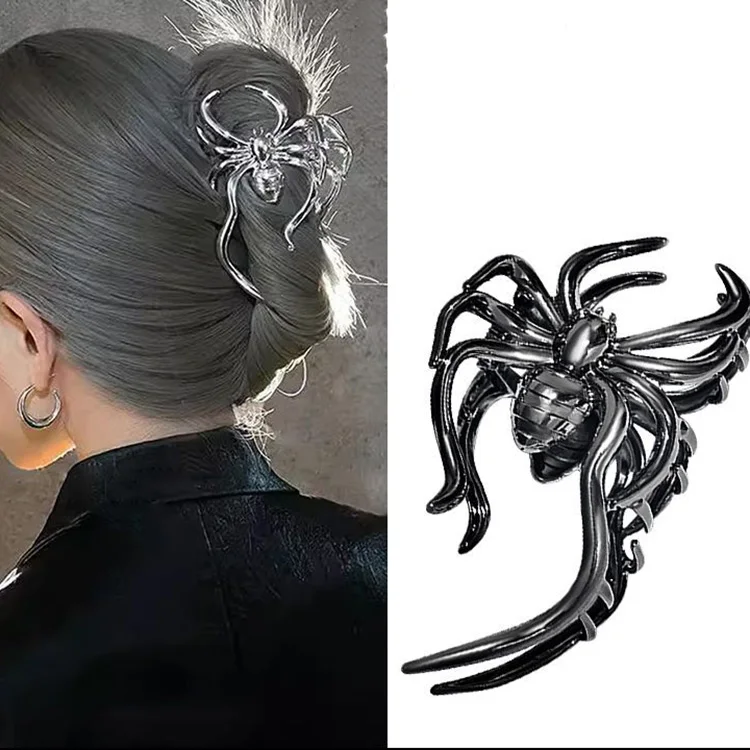 10.5cm Golden Silver Black Spider Metal Hair Claw Clips For Women Arachnid Alloy Hair Clamp ...