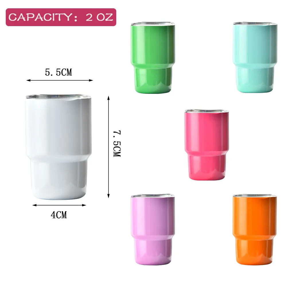 New 2oz 3oz Mini Tumbler Sublimation Shot Glass With Lid Metal Tumbler With Straw Lid Usa Hot