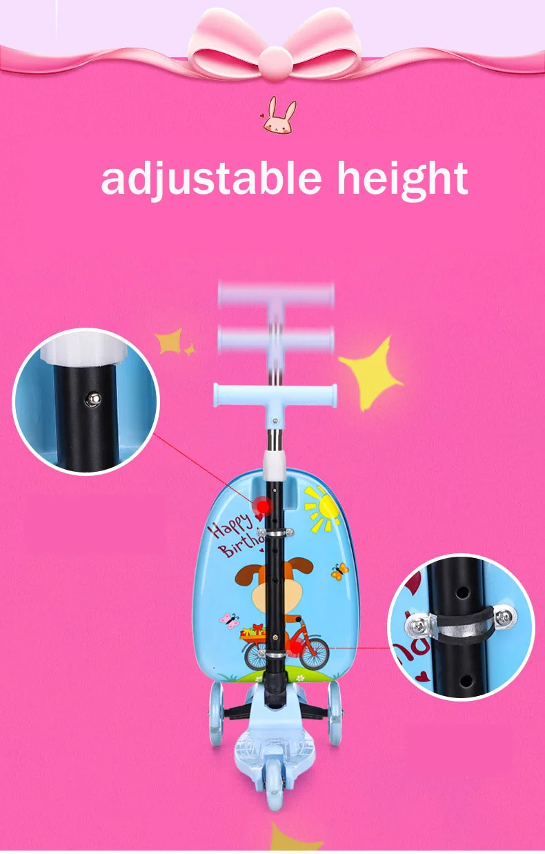 Twinkle Cute Kids Small Scooter Suitcase Lazy Trolley Bag With Wheels ...