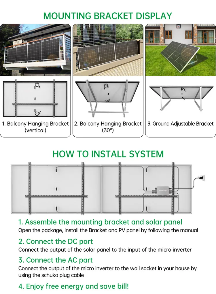 Green System On Grid 800w For Balcony Micro Inverter Solar Power Pv ...