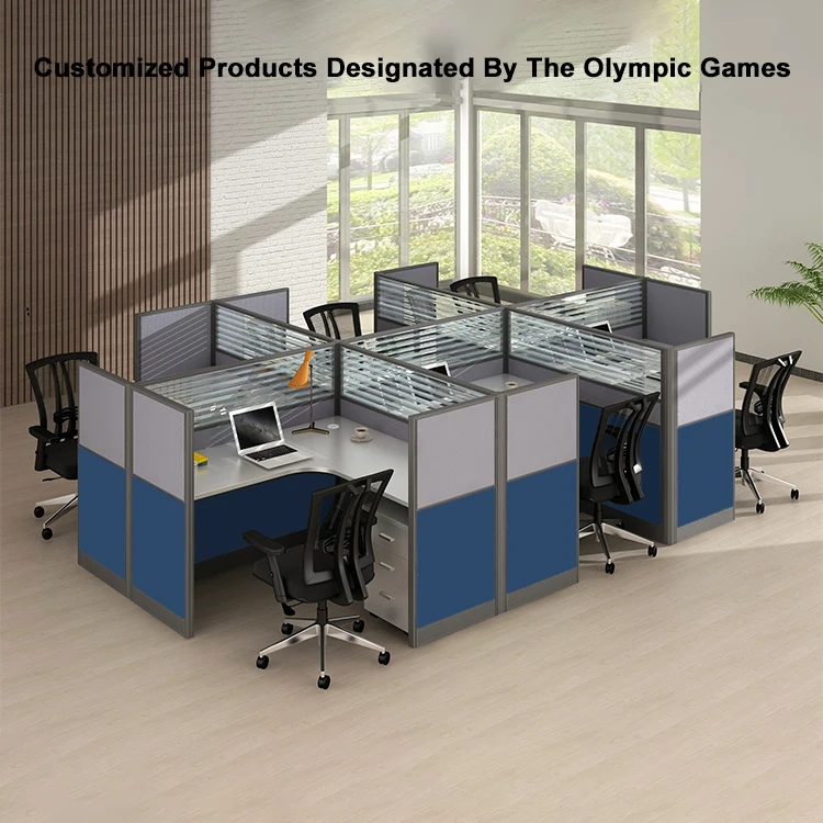 4 Workstation Cubicle Modern Coworking Table Call Center Office ...