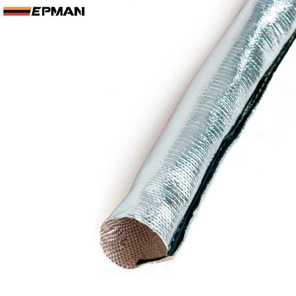 EPMAN Aluminized Metallic Heat Shield Sleeve Insulated Wire Hose Cover ...