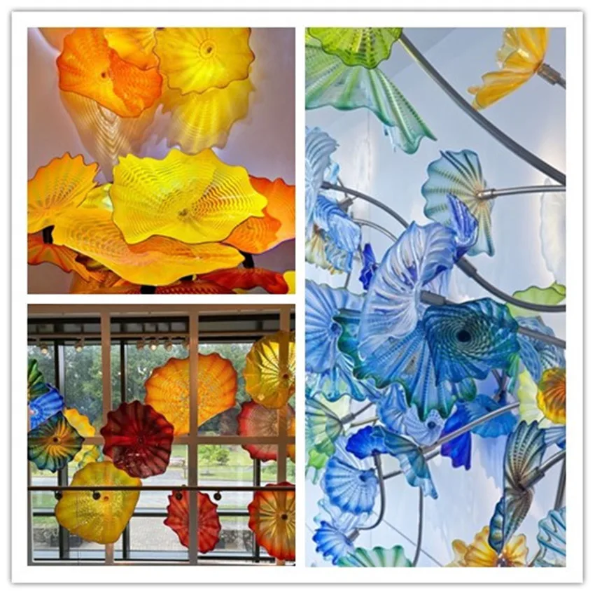 Wholesale Price Modern Glass Wall Art Decor Green Colored Flower Blown ...