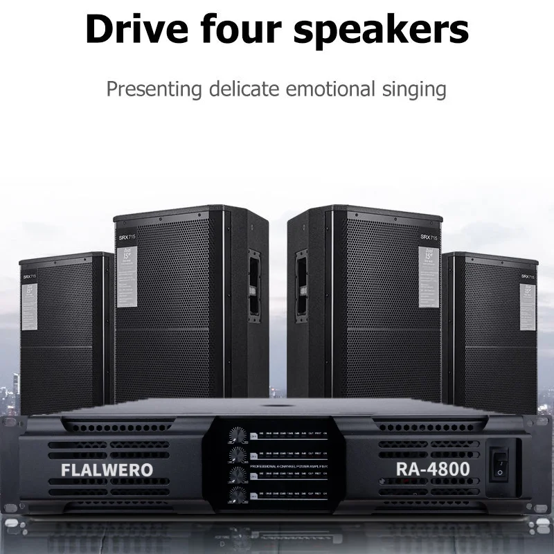 FLALWREO RT-4800 Professional 1500W 4-Channel XLR Power Amplifier with ...
