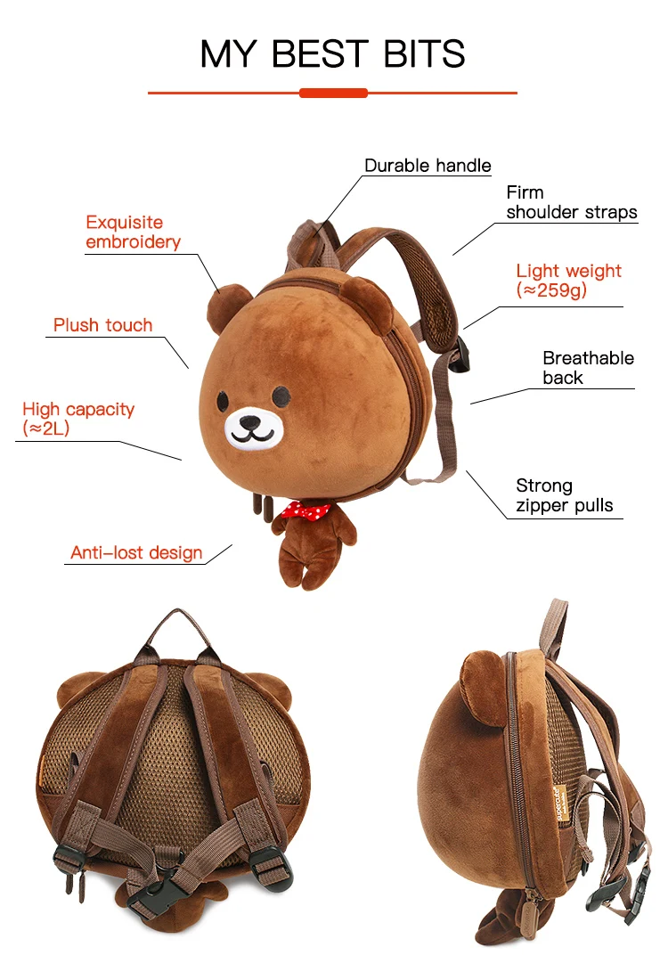 Supercute Custom Animal Black Bear Backpack For Children,3d Cute Plush ...