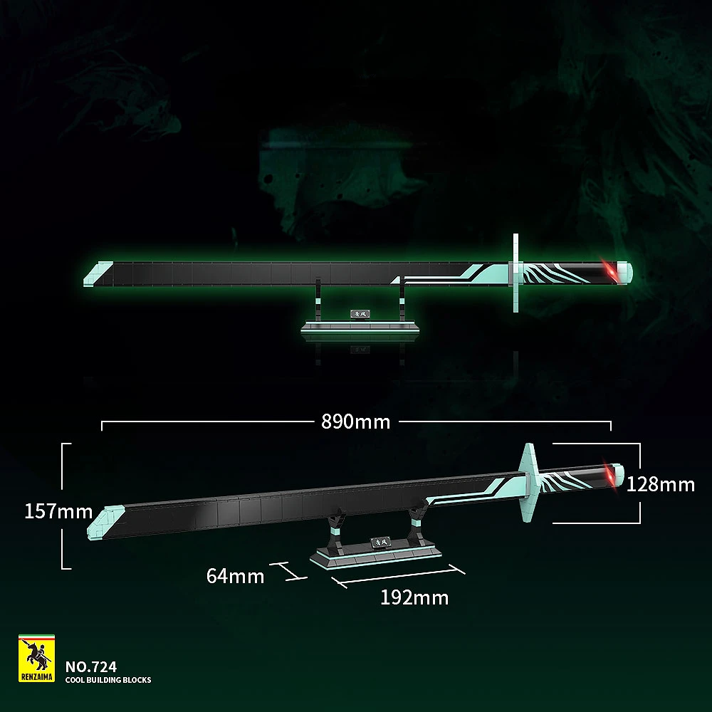 DK 724 Anime Scissor Seven Green Phoenix Knife Blade Katana Assembly ...