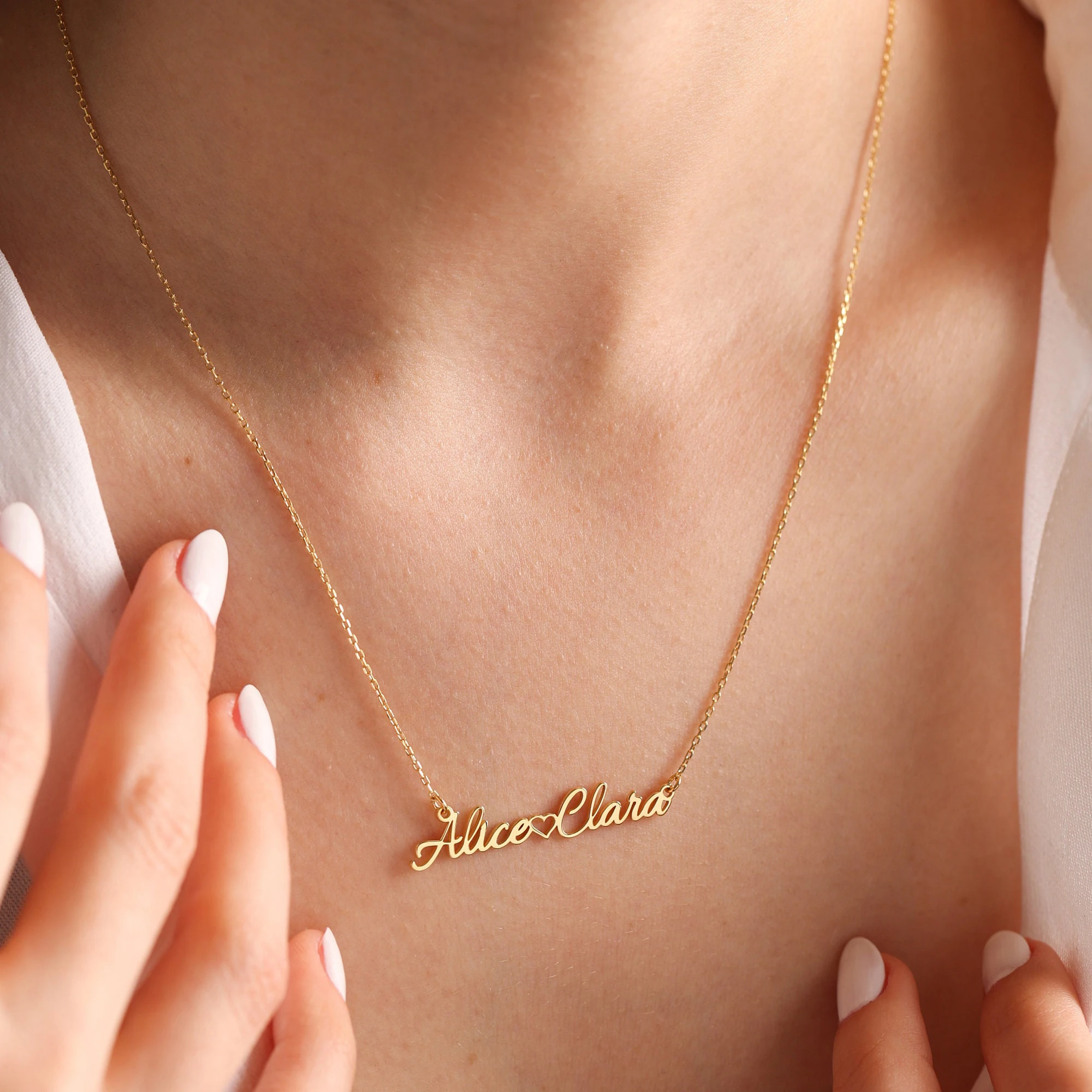 Personalized Double Name Necklace - Stainless Steel & Gold