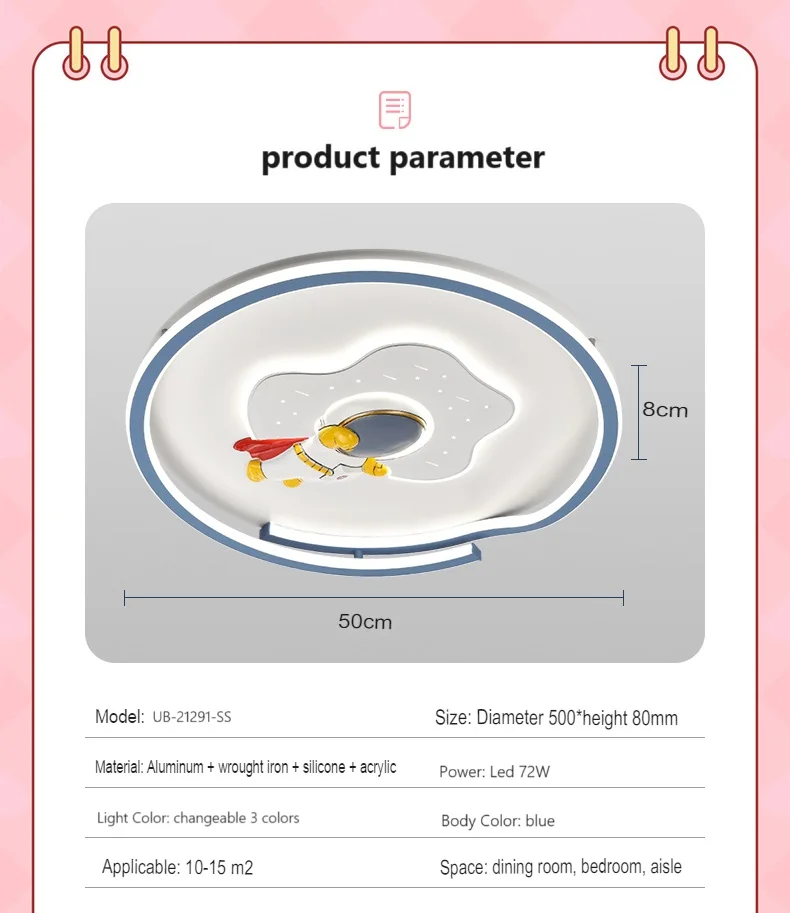 White Blue Pink Tri-color 72w Children Led Ceiling Light For Kids Room ...