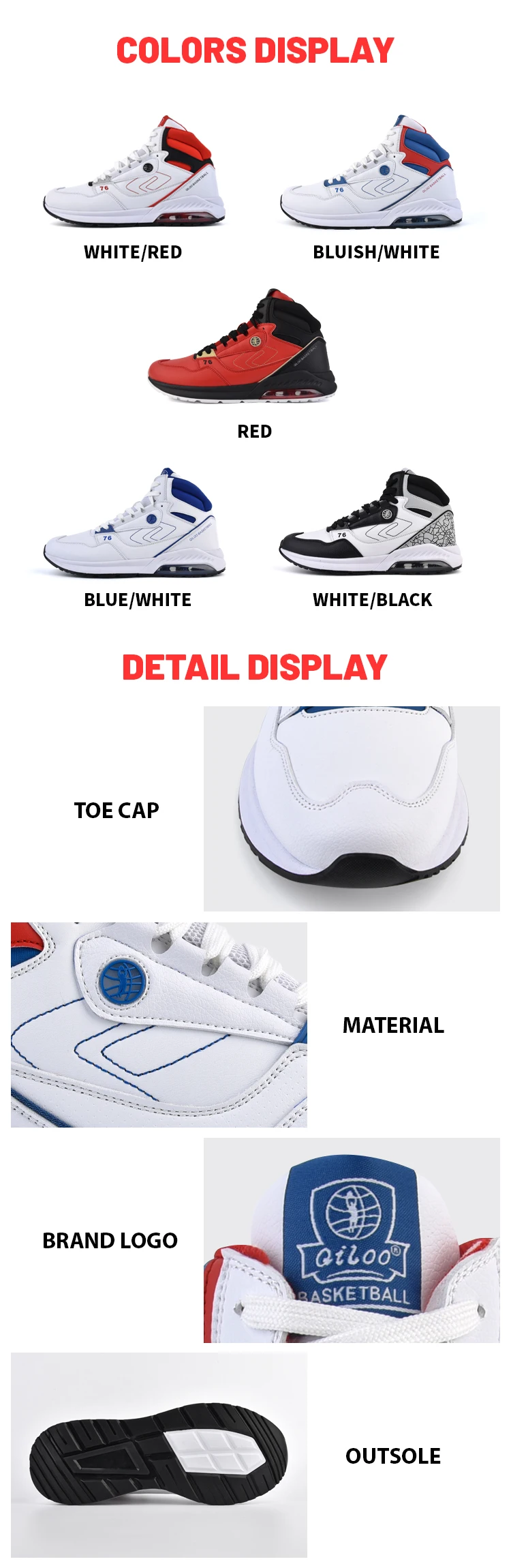 Qiloo High Quality Men's Casual Walking And Basketball Shoes Custom ...