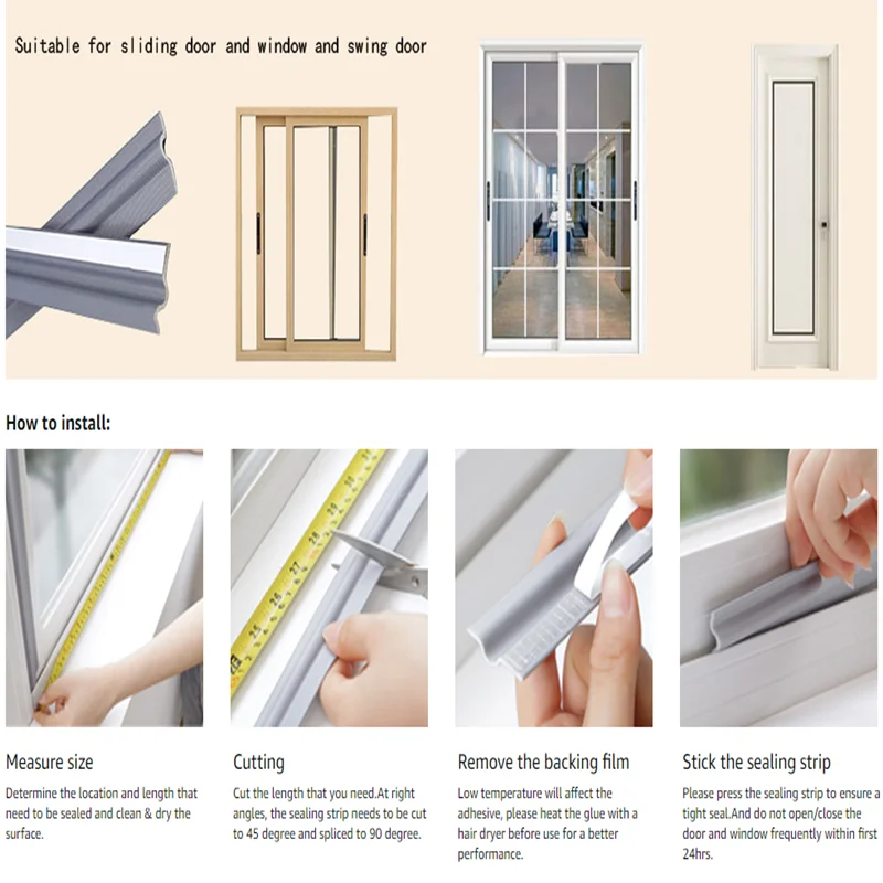 Pu Covered Wooden Door Sealing Strip Card Slot Type Anti-collision ...