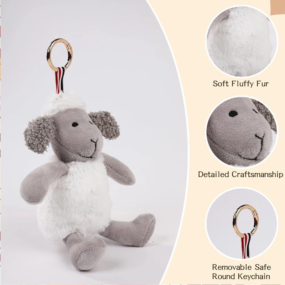 A330 Plush Cute Stuffed Toy Key Chain Grey Sheep Bag Charm Kids Animal ...