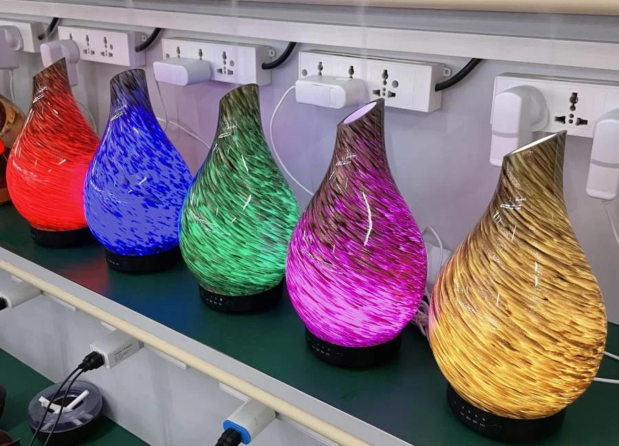 OEM ODM 3D Flame Aroma Diffuser Crystal Salt Stone Humidifier