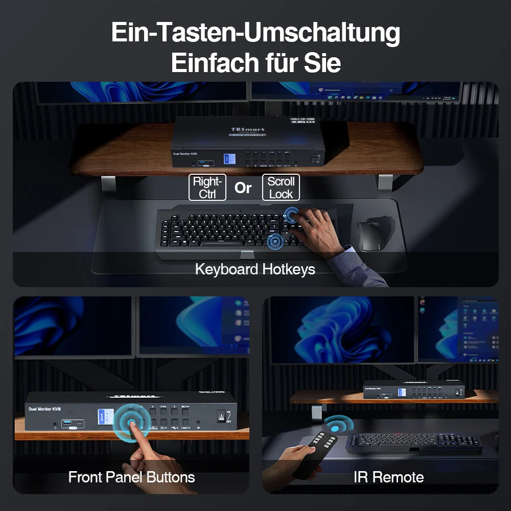 Tesmart Triple Monitor Kvm Switch Usb C + Dp + Hdmi Input Support ...