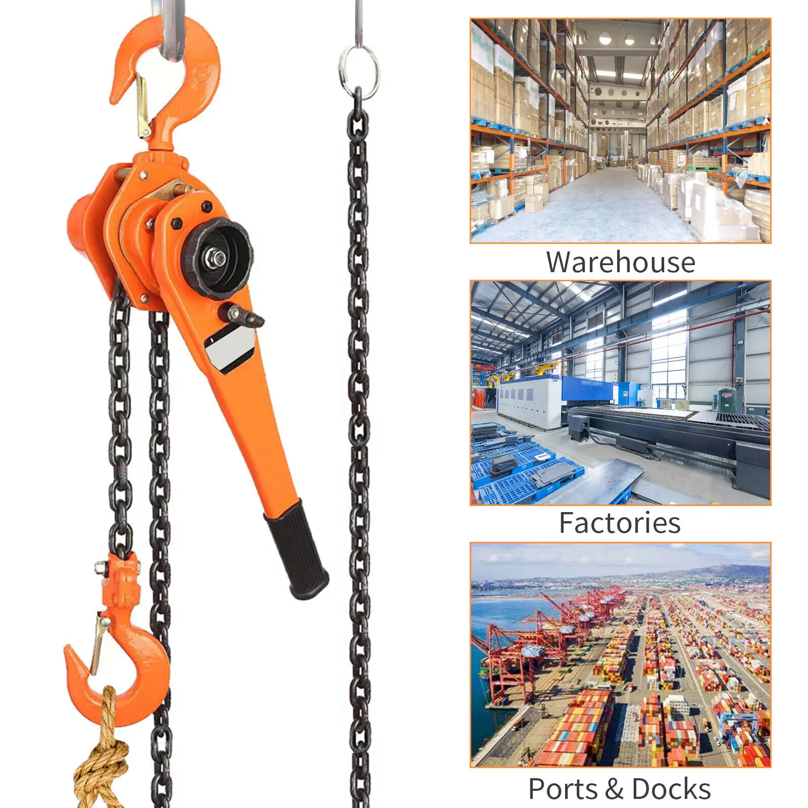 1 Ton Lever Block Chain Hoist Ratchet Type Come Along Puller 10ft Chain ...