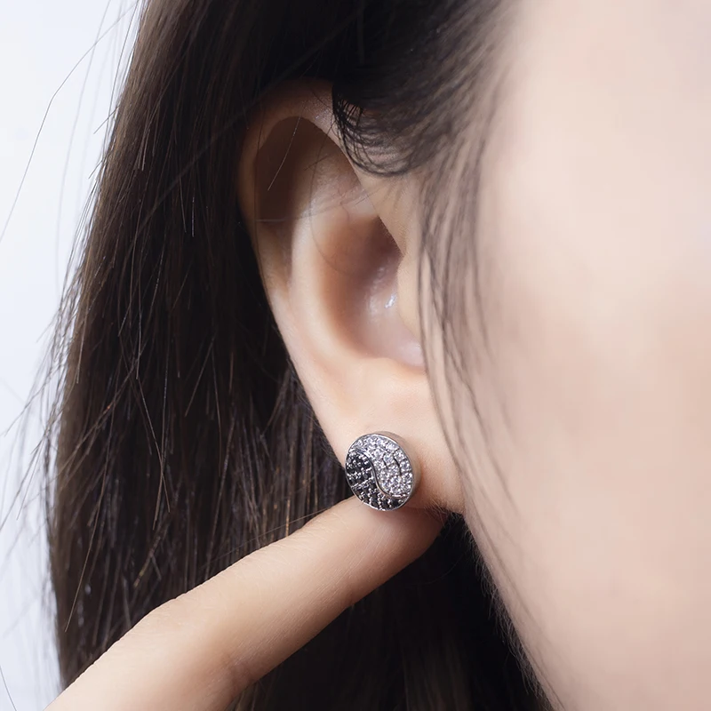 Messi Jewelry Mse-582 10k White Black Moissanite Earrings Engagement ...