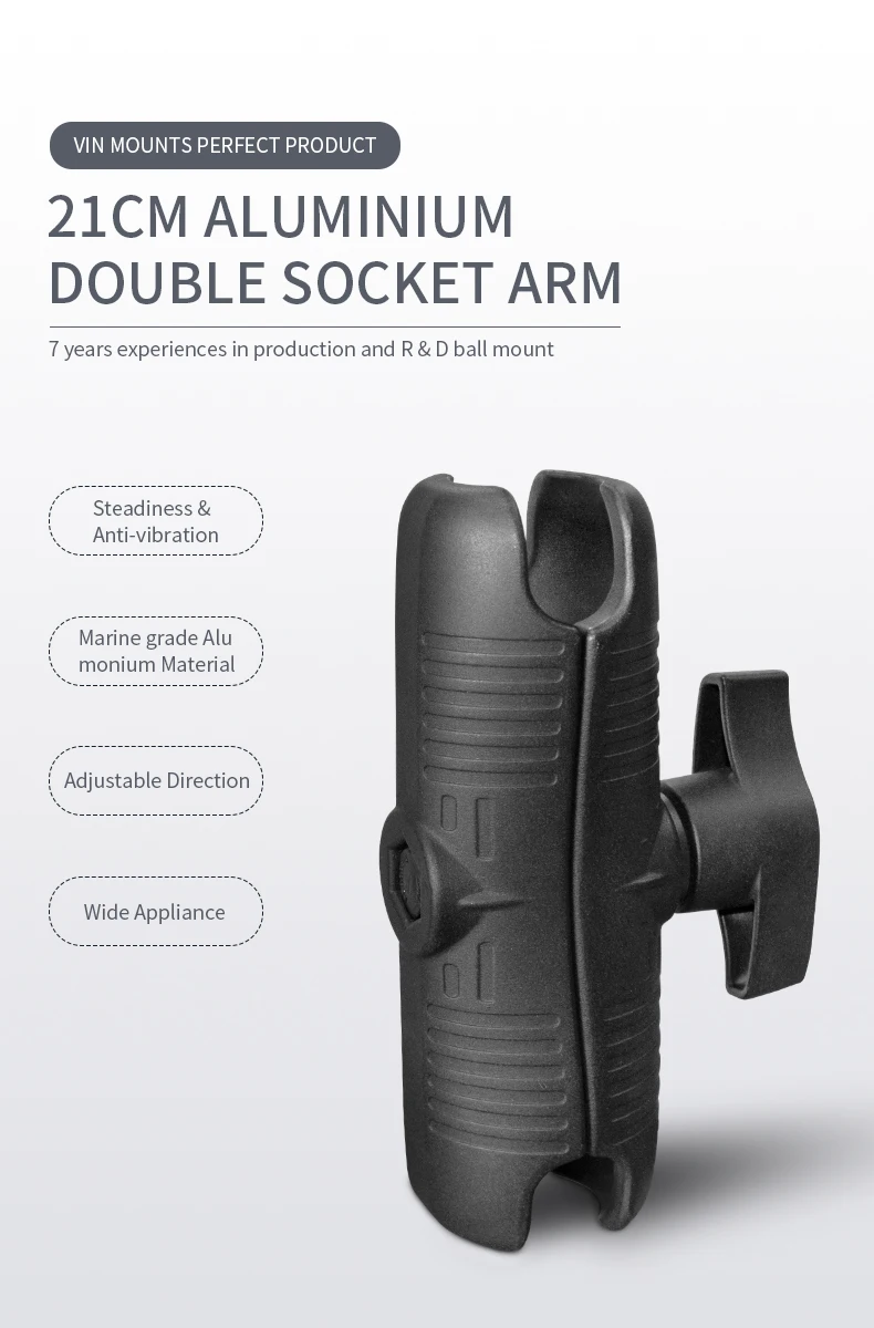 2.25" D Sizes Largest Aluminium Double Socket Arm Vin-d-21 Marine Boat ...