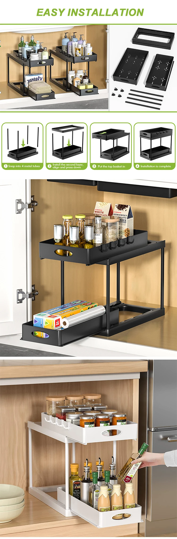 2022 Two Tier Spacekeeper Sliding L Shape 2-tier Plastic Under Sink ...