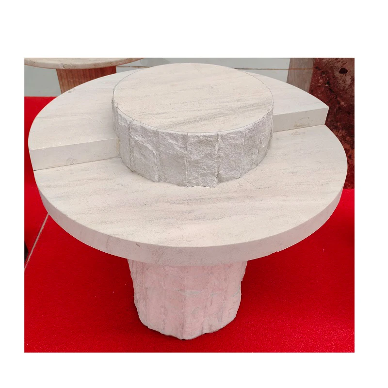 Modern Style Round Beige Travertine Marble Stone Side Table Coffee ...