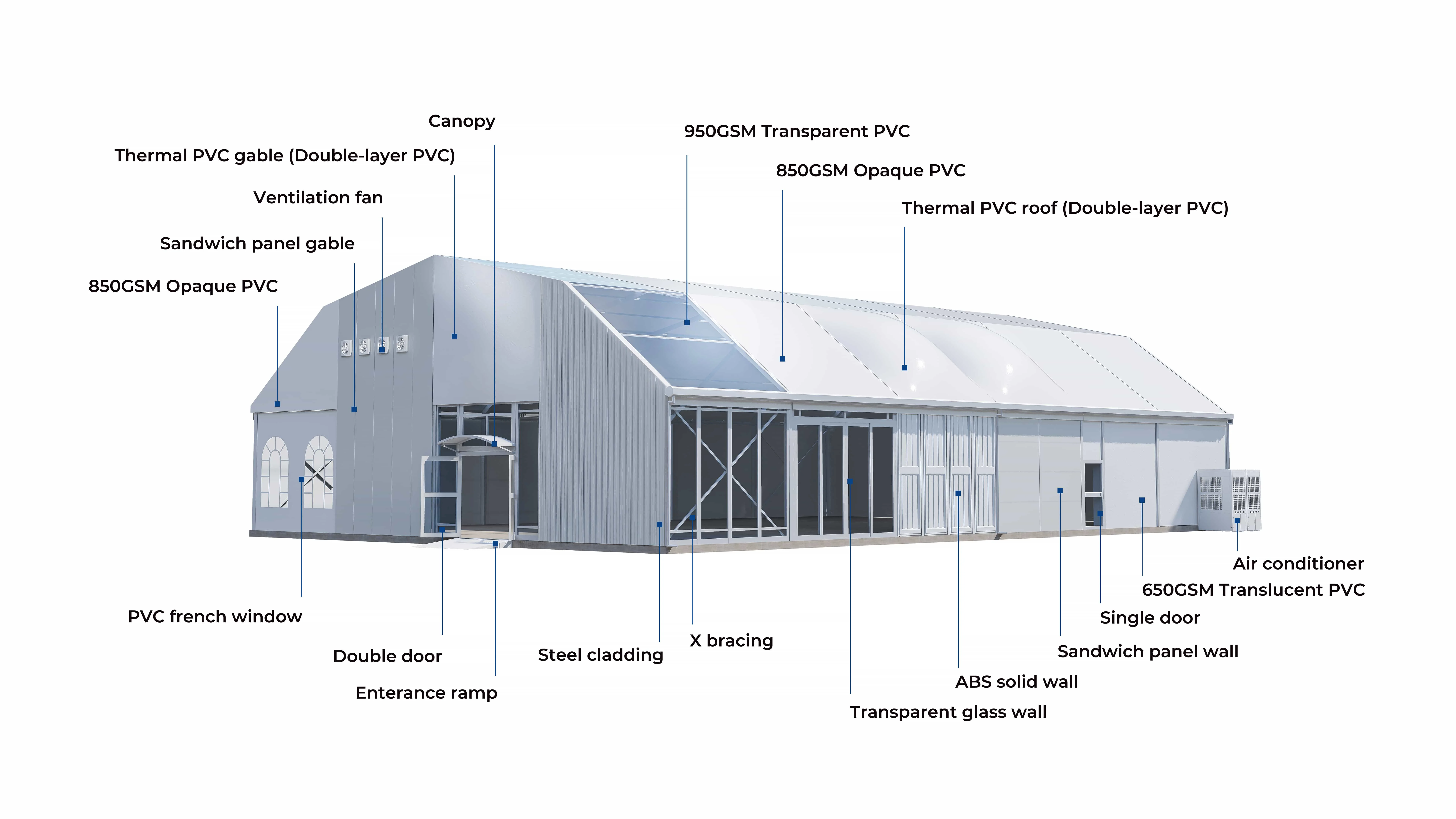 Customization Glass See Through Walls Pvd Roof Black Frame Atrium Tent ...