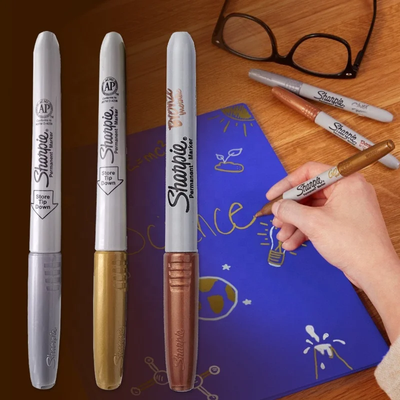 Sharpie Silver Golden Bronze Color Permanent Marker Pen With Fine Tip ...