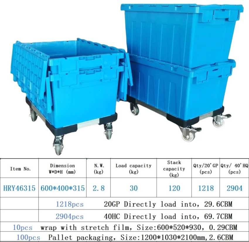 Cost-effective Stackable And Nestable Solid Plastic Crates With Lids ...