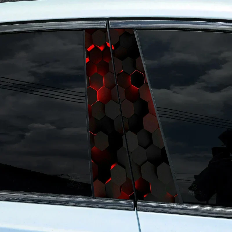 Customizable Car Window Pillar Stickers - Honeycomb Design