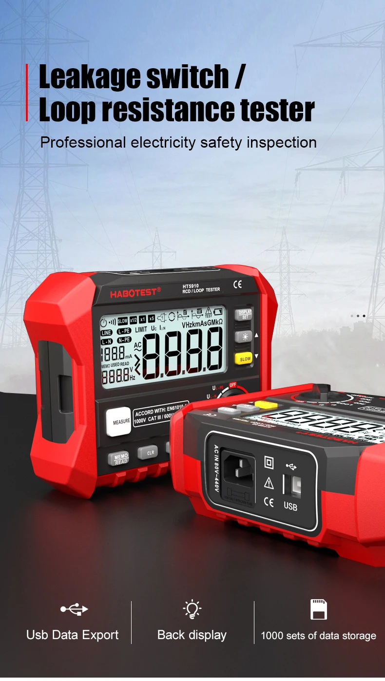 Habotest Digital Rcd/loop Resistance Tester Tool MS5910