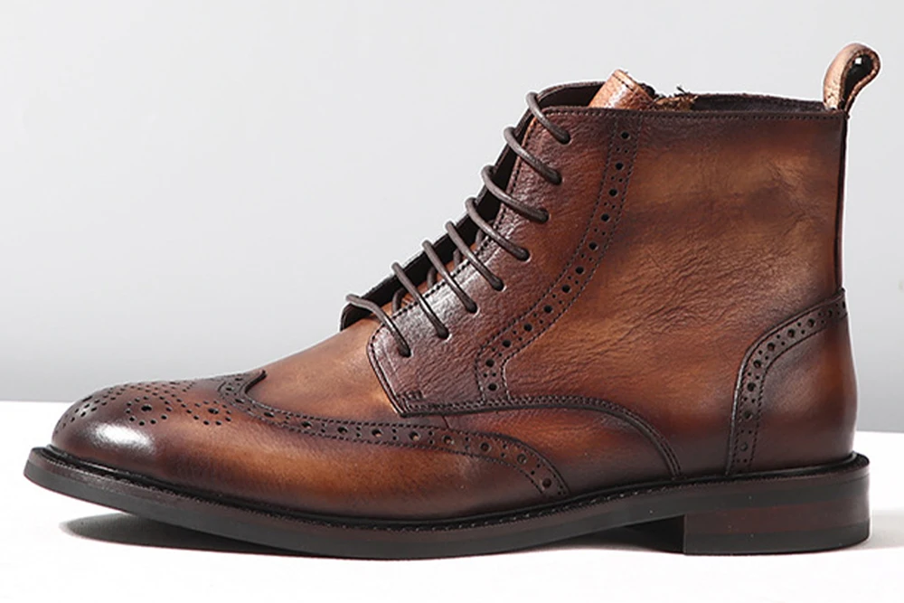 Vintage Versatility Full Grain Genuine Leather Boots Breathable Wear ...