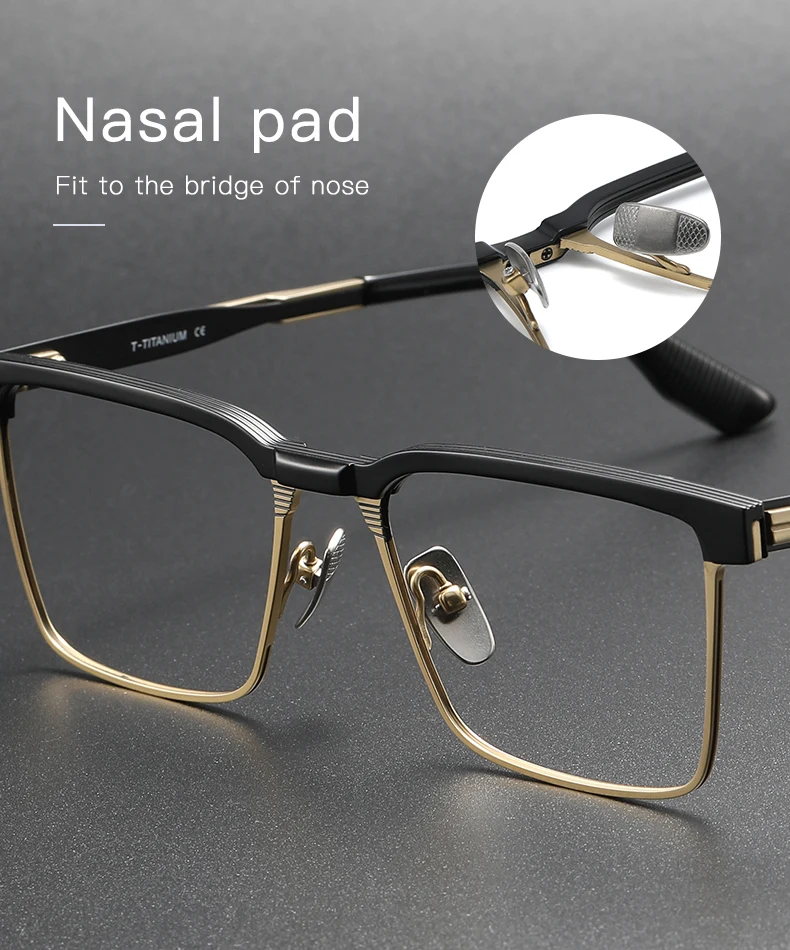 Prescription Square Frames Titanium Eyewear Hand Made Textured Unisex ...