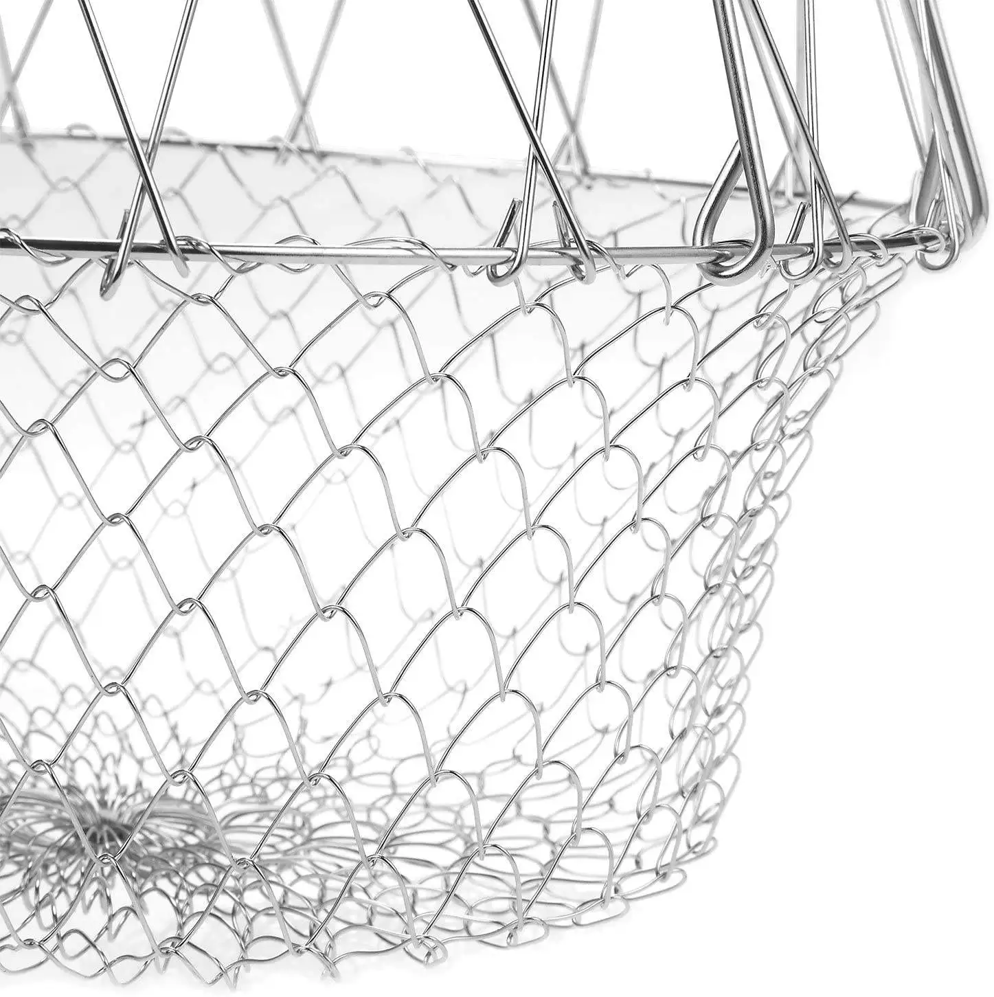 Stainless Steel Wire Mesh Basket Net Foldable Cooking Basket Colander ...