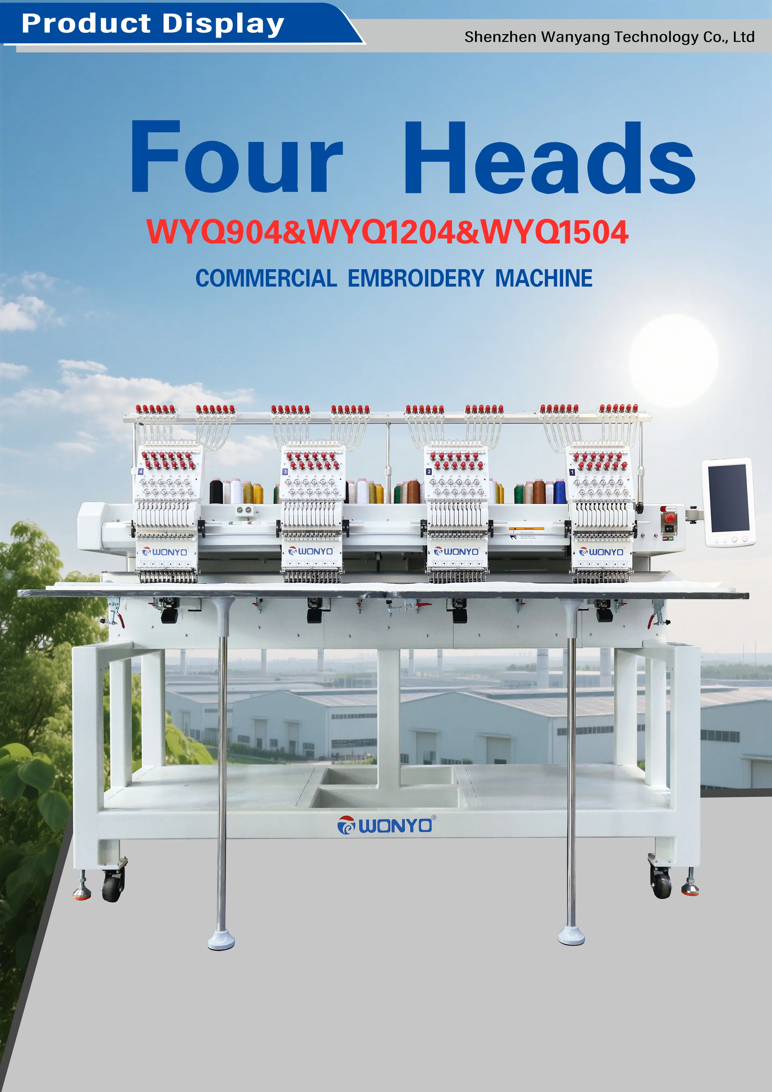 WONYO 4 Head Computerized Embroidery Machine - 12 Needles, Automatic ...