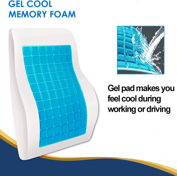 Ergonomic Gel Back Cushion - Memory Foam Lumbar Support