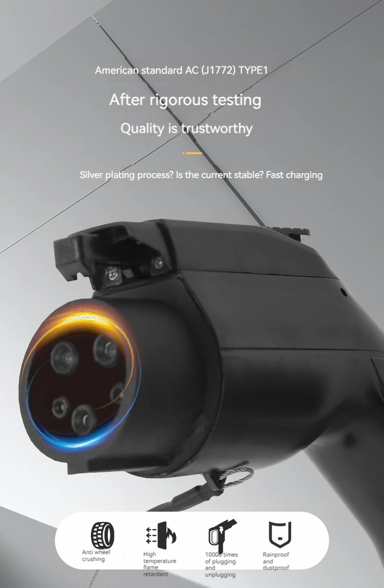 J1772 Level 2 Portable Ev Charger Single Phase Type 1 Ac 32a 7.6kw ...