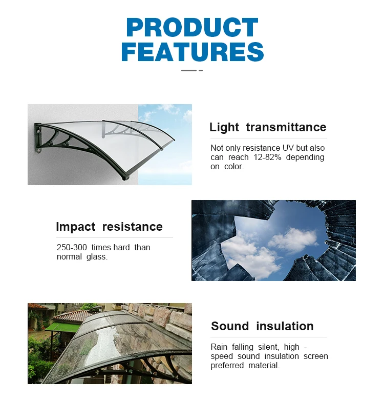 Durable Polycarbonate Canopy for Door Awnings - Wind Resistant