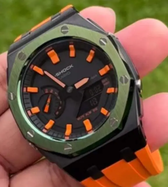 Gshock Ga2100/2110 Metal Watch Two-tone Green Hulk Case Bezel Strap For ...