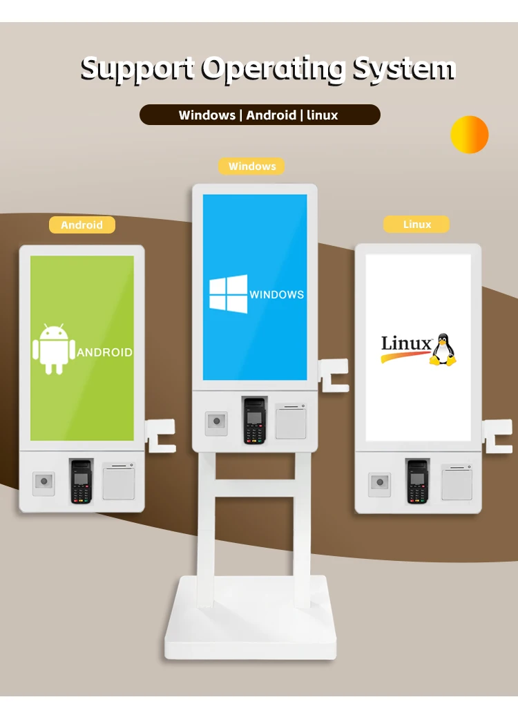 Indoor Restaurant Selfservice Android Capacitive Touch Screen Pos System Sleek Queue Ticket ...