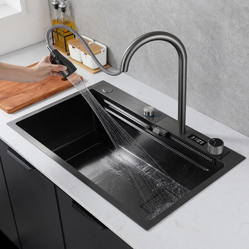 Smart 304 Stainless Steel Nano Step Sink Kitchen Multifunctional Dark ...