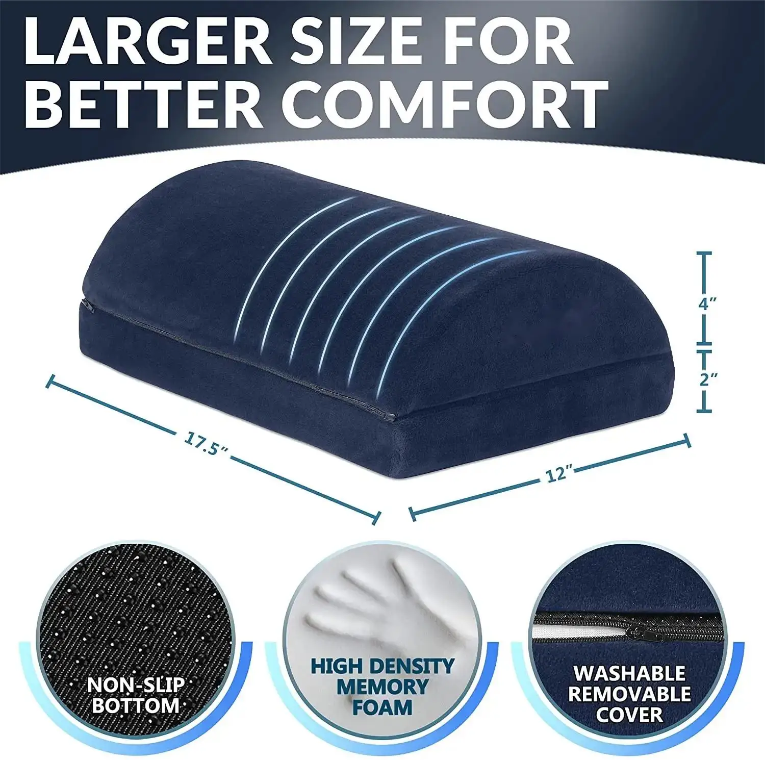 Ergonomic Foot Stool for under Desk - Memory Foam Cushion