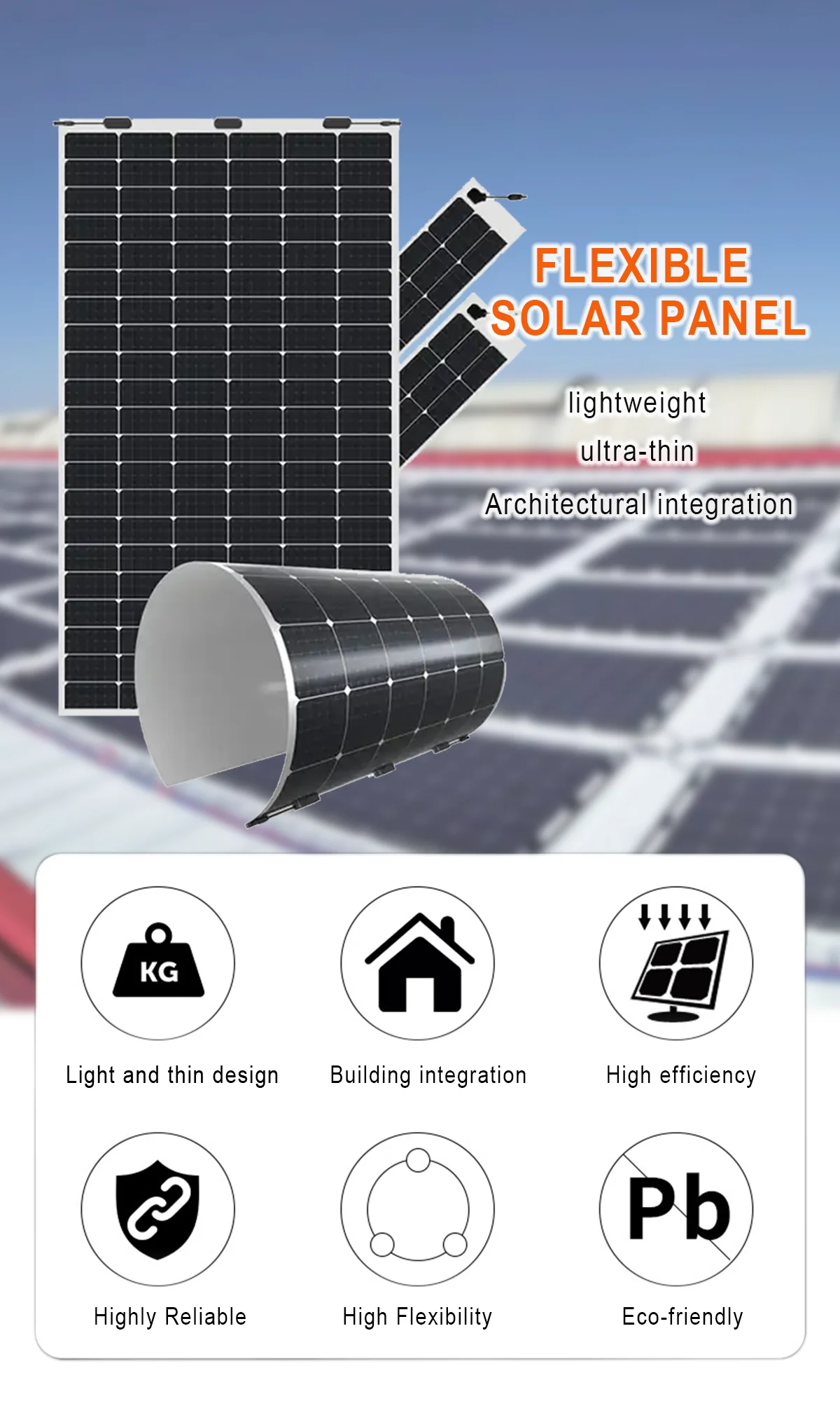 Flexible Solar Panels - 370W to 385W Monocrystalline PV